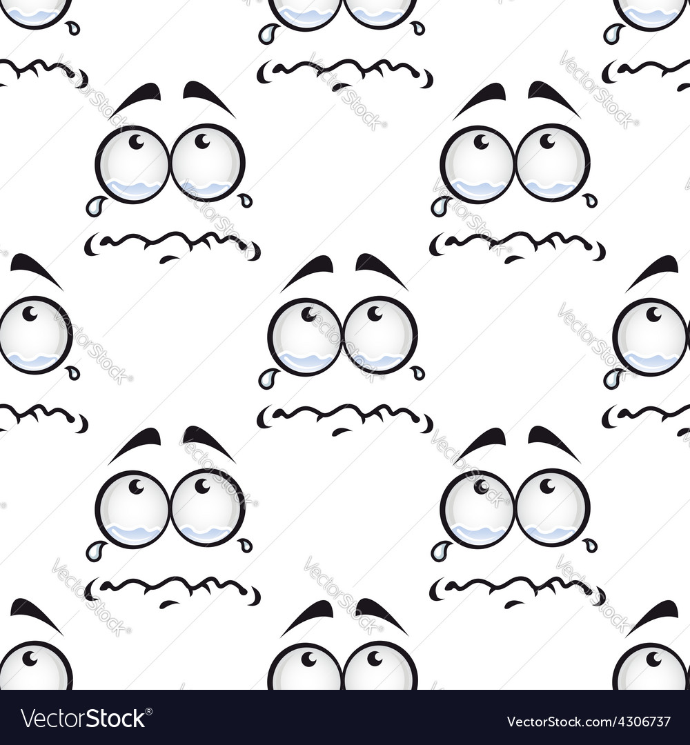 Seamless pattern with crying comics faces Vector Image