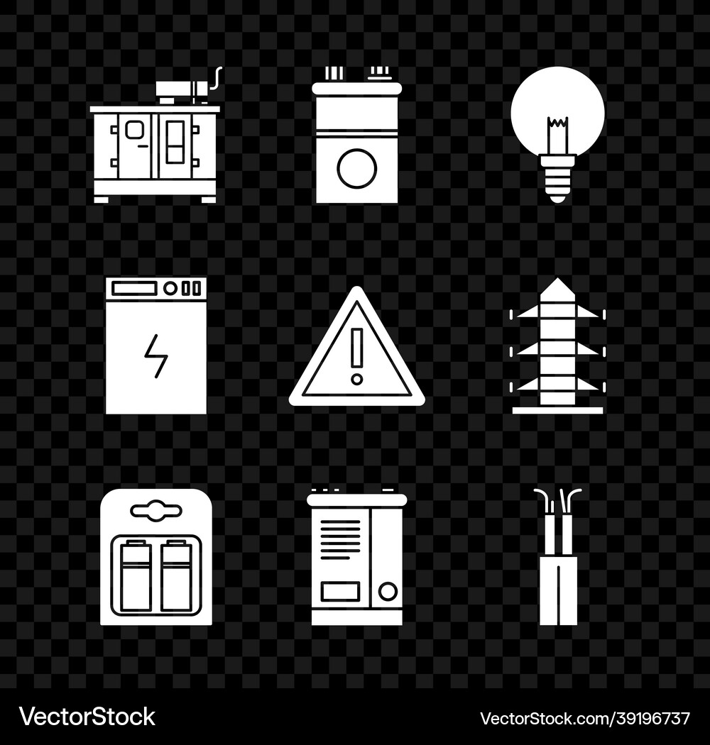 Set diesel power generator car battery light Vector Image