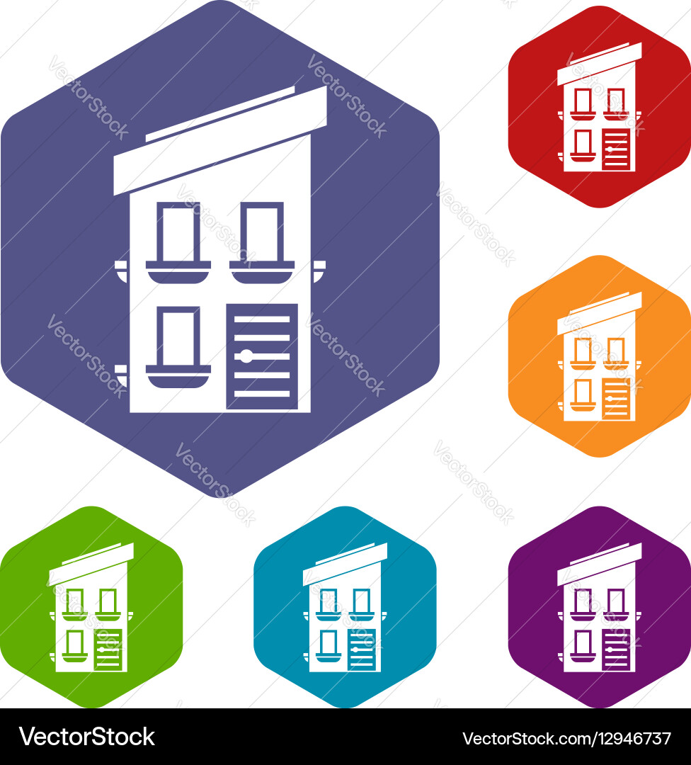 Two-storey house icons set Royalty Free Vector Image