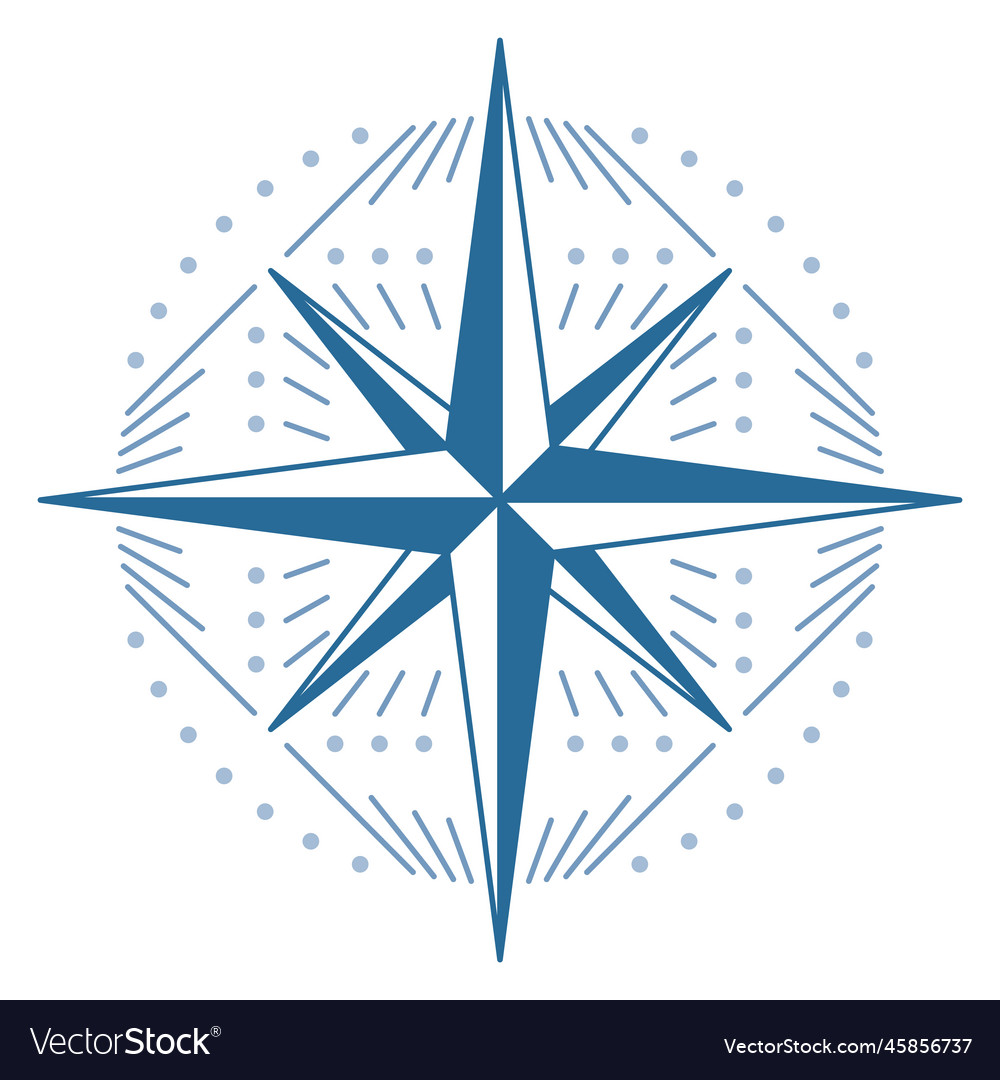 Wind rose compass navigation device Royalty Free Vector