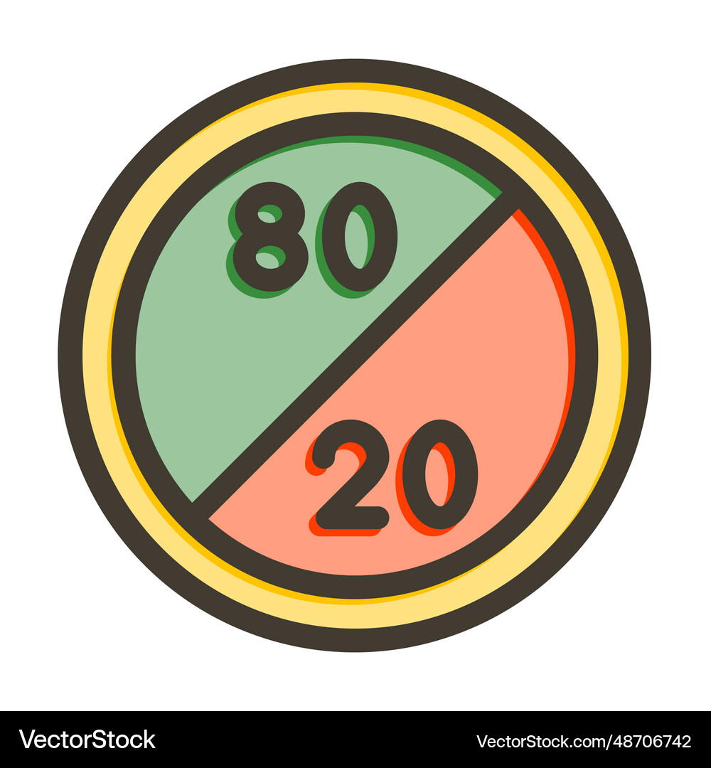 80-20 rule thick line filled colors icon Vector Image