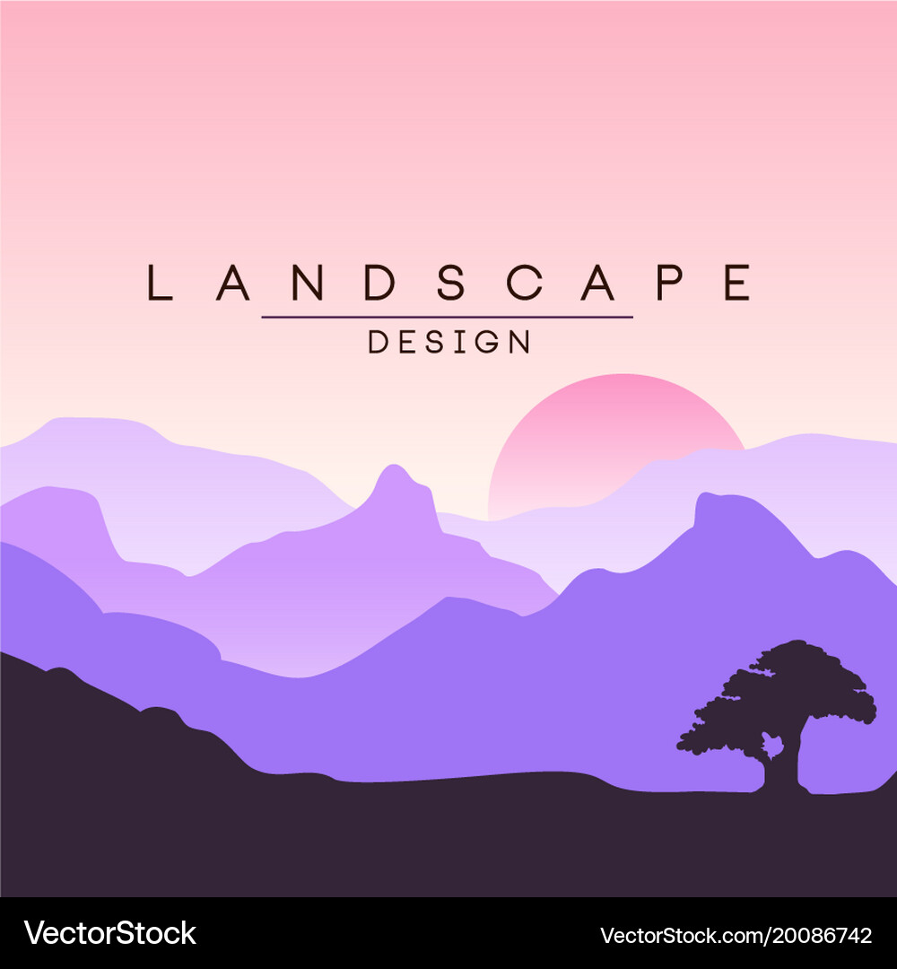 Beautiful peaceful evening mountains landscape Vector Image