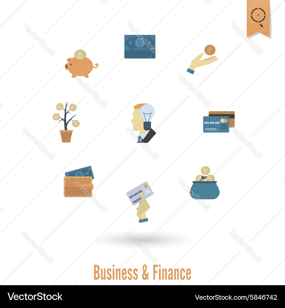 Business and finance icon set Royalty Free Vector Image