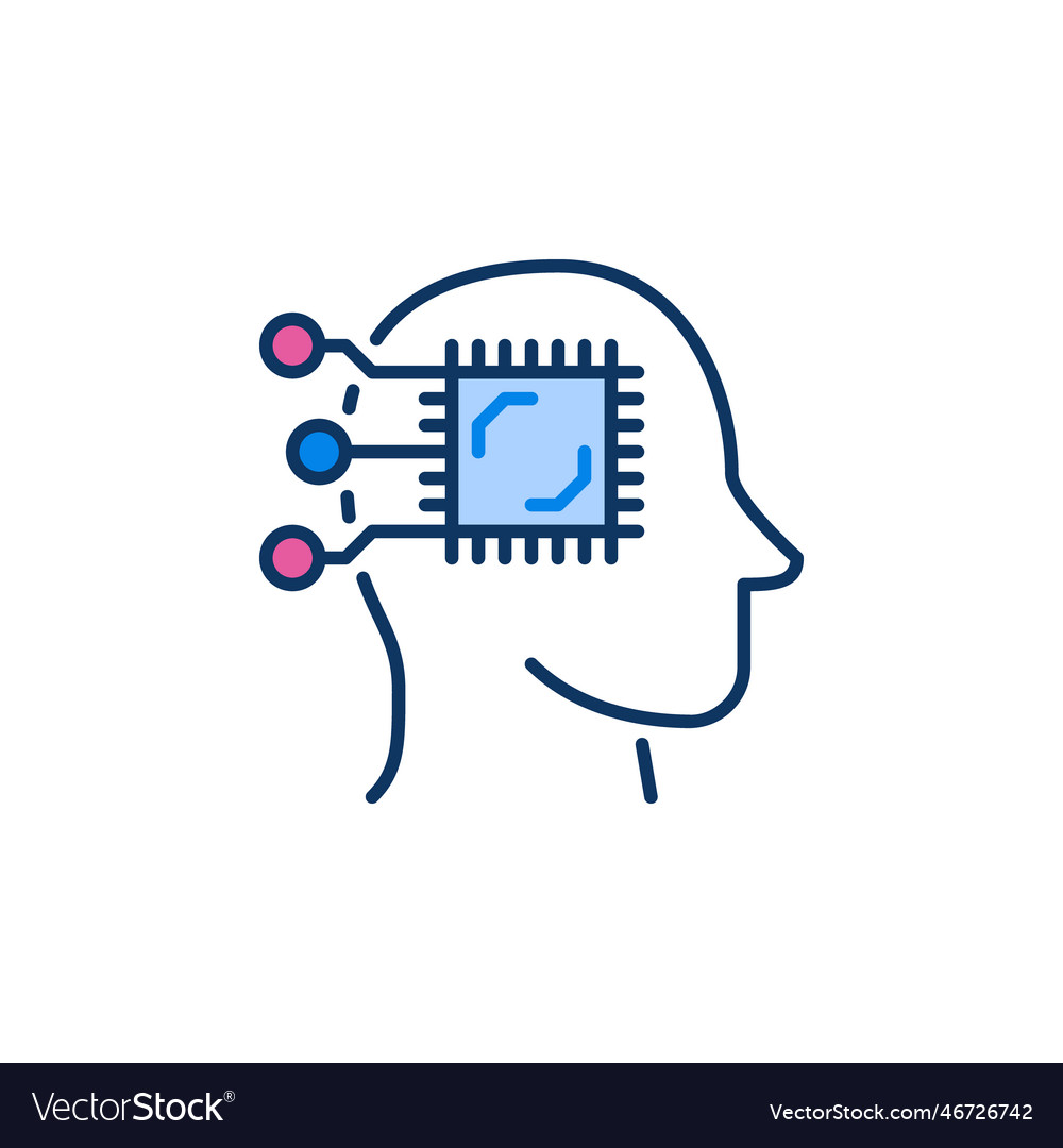 Cpu inside head people with ai chip concept Vector Image
