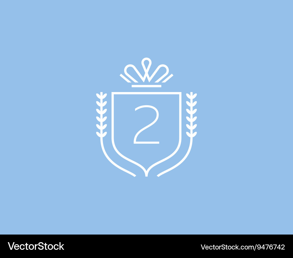 Elegant number 2 logotype premium numeral crest Vector Image