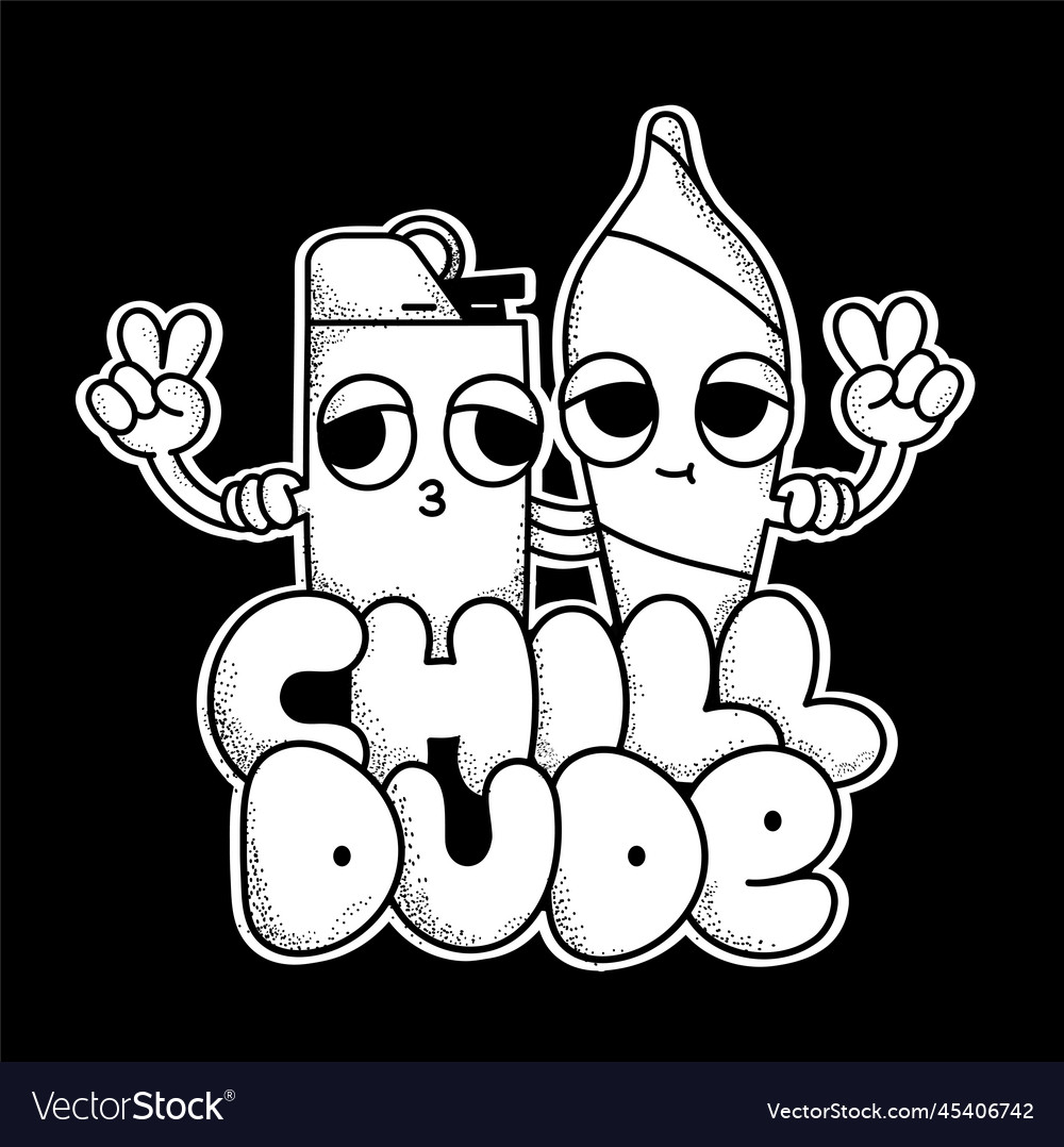 Funny Weed Joint And Lighter Show Peace Gesture Vector Image