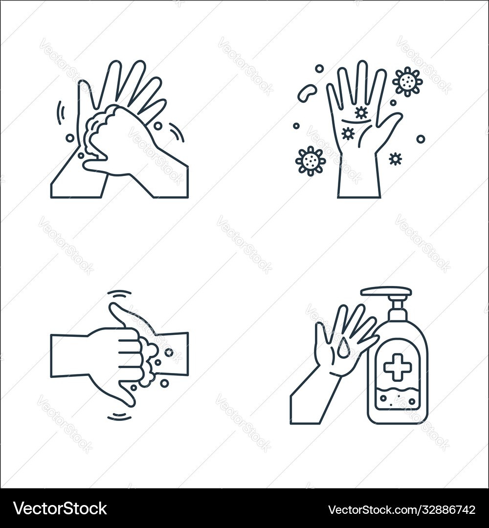Hand washing line icons linear set quality line Vector Image