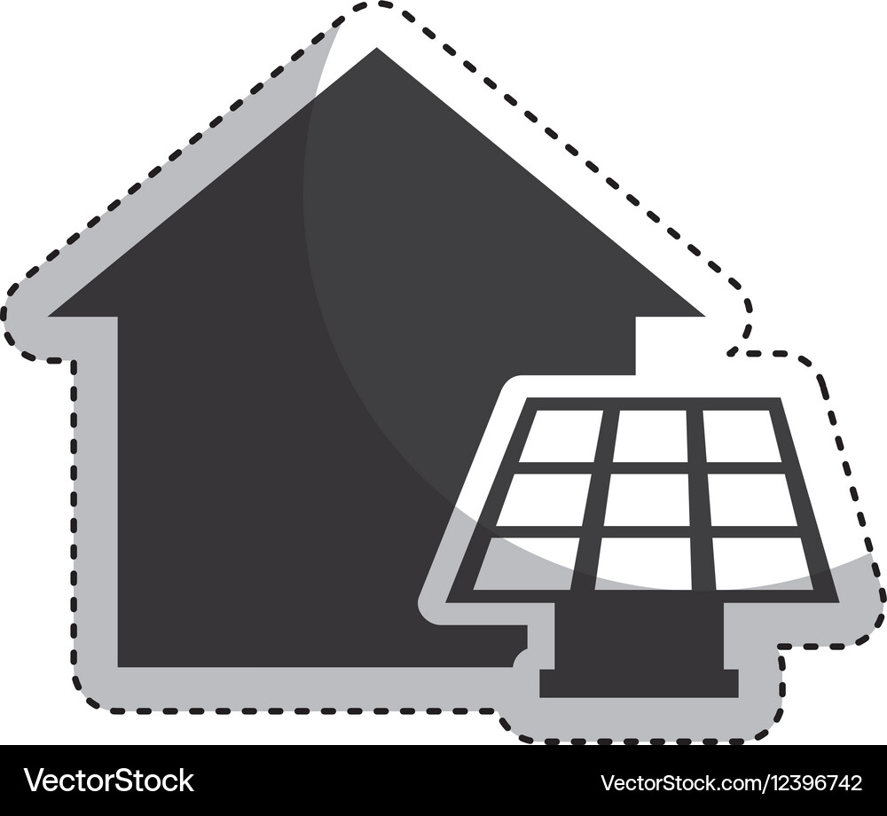 House exterior with panel solar isolated icon Vector Image