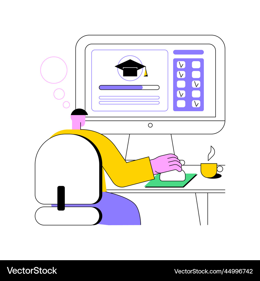 Online exam isolated cartoon Royalty Free Vector Image