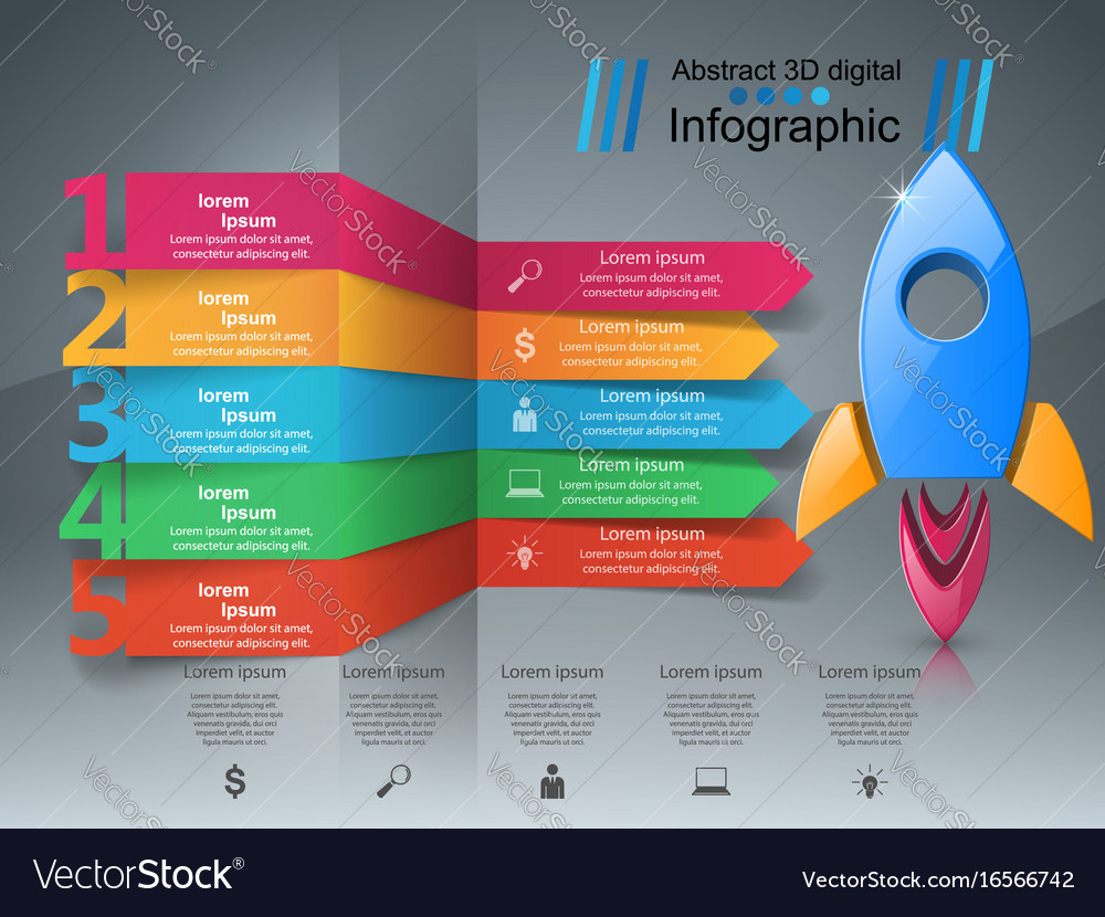Rocket icon abstract infographic Royalty Free Vector Image