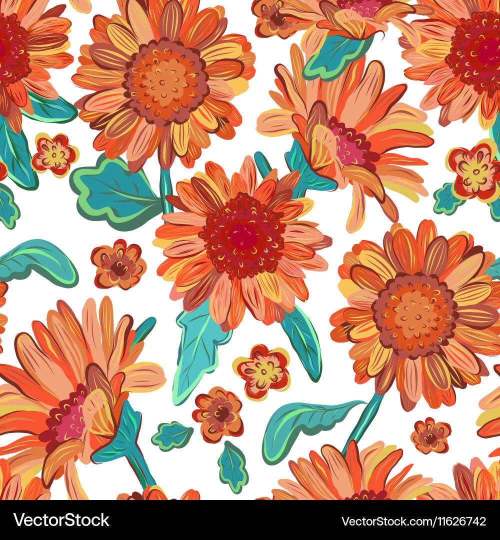 Seamless floral background isolated orange Vector Image