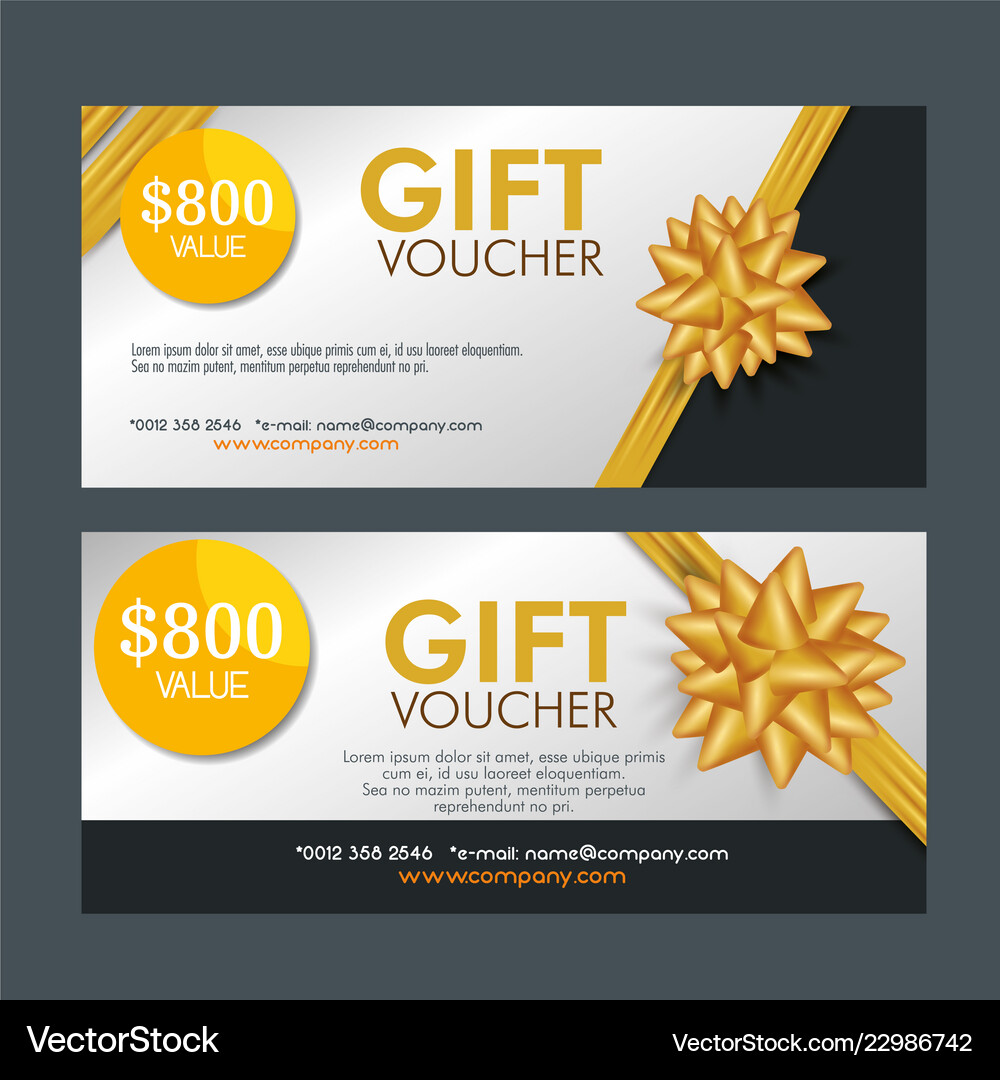 Set gift coupon discount with ribbon bow Vector Image