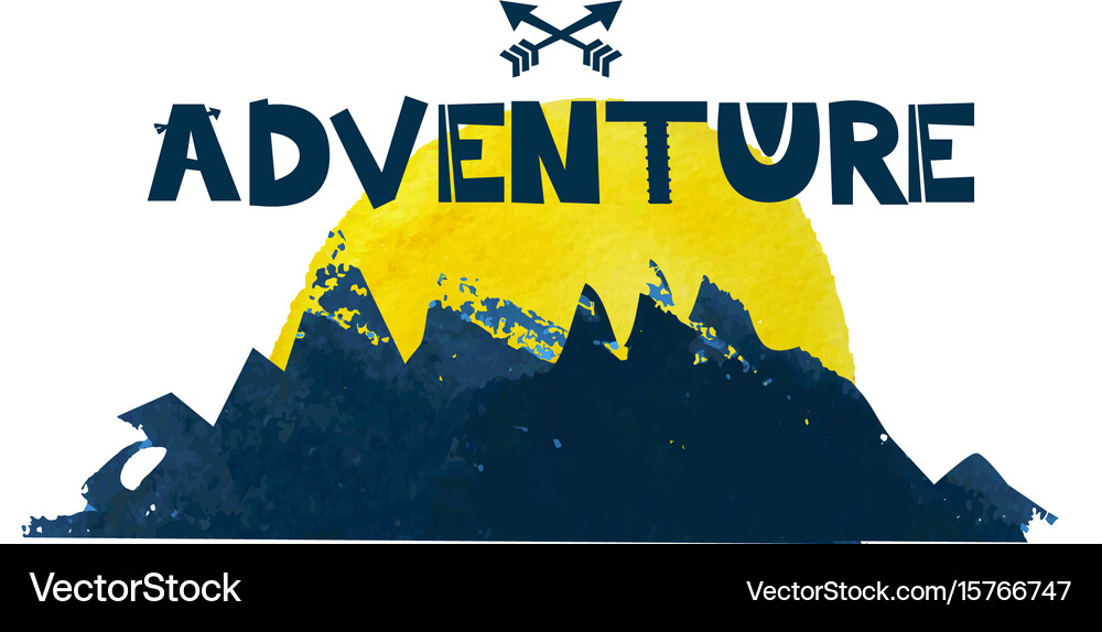 Adventure cute lettering text watercolor Vector Image