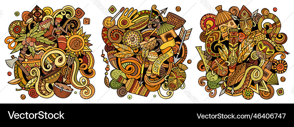 Africa cartoon doodle designs set Royalty Free Vector Image