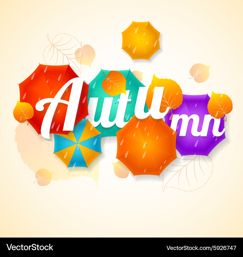 Autumn Umbrella Lettering Concept Royalty Free Vector Image
