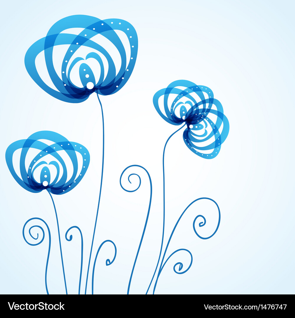 Blue floral background with abstract flowers Vector Image