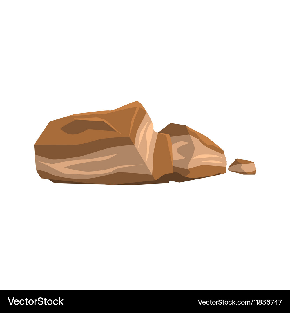 Brown Layered Rock Isolated Element Of Forest Vector Image