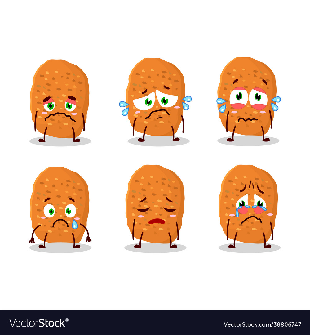 Chicken nugget character with sad expression Vector Image