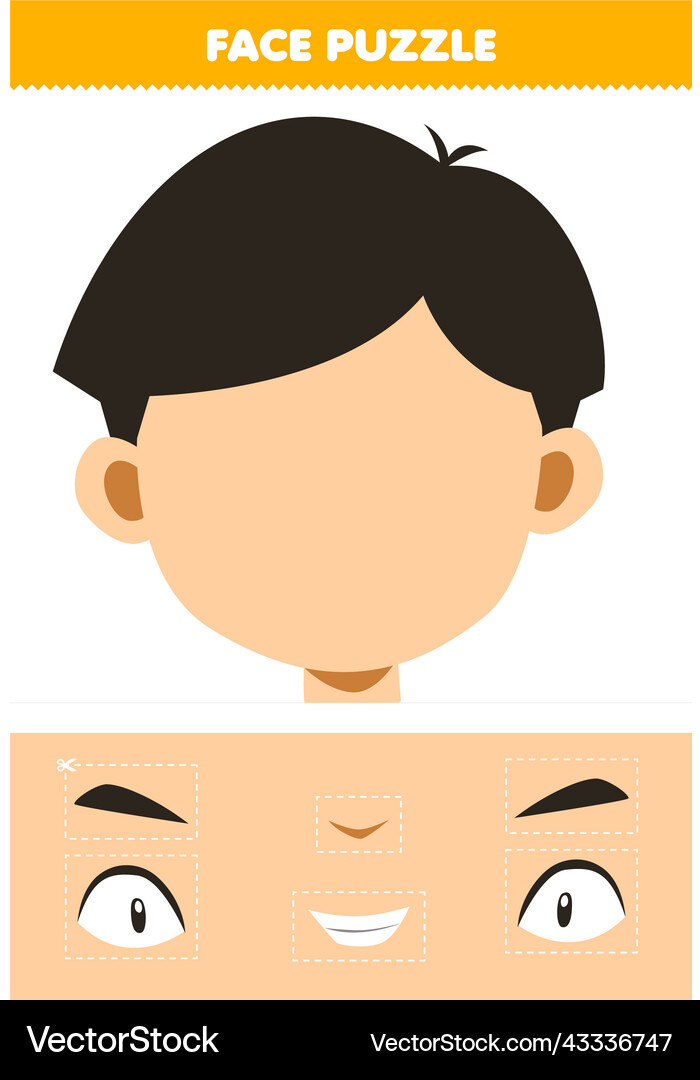Education game for children face puzzle cut Vector Image