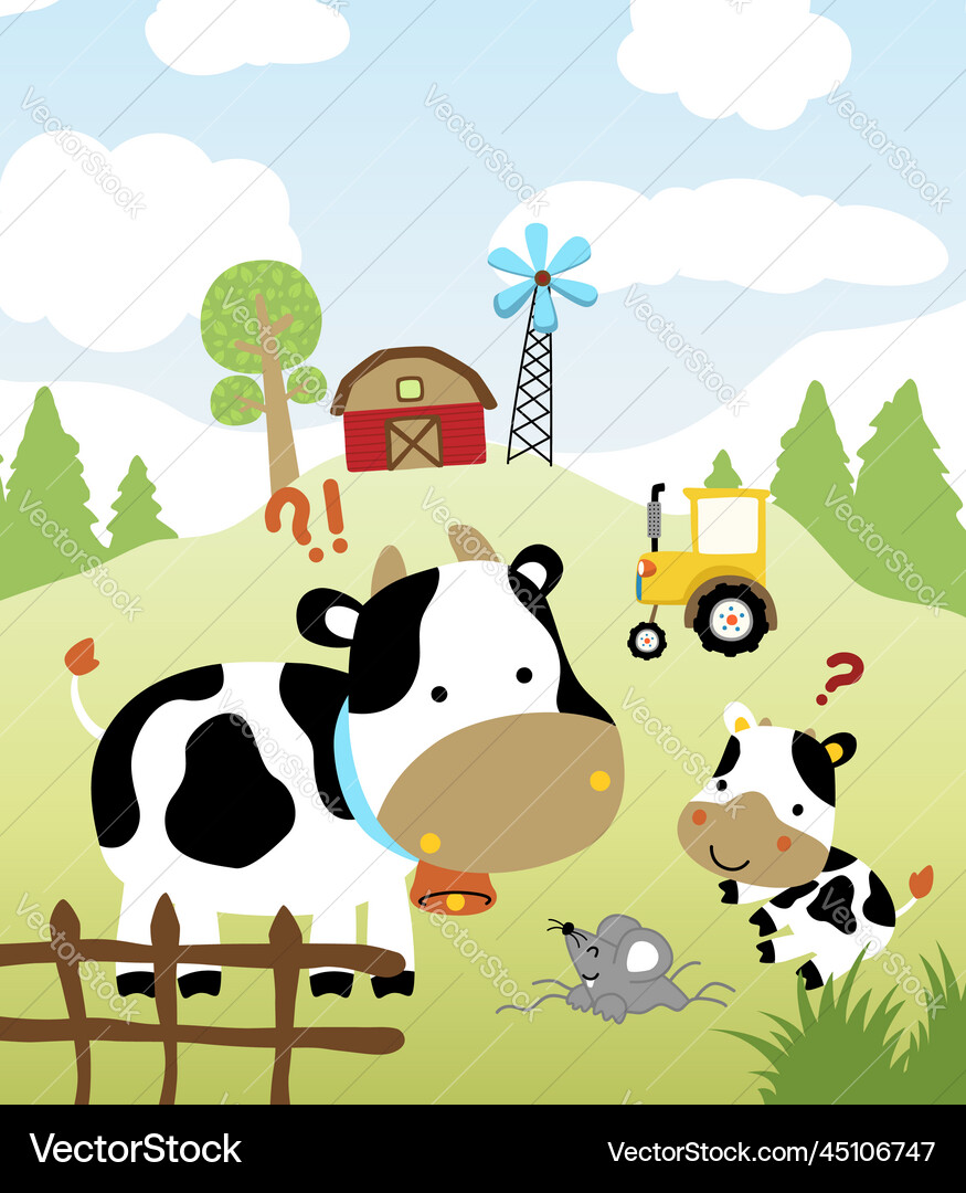 Farm animals cartoon farming element Royalty Free Vector