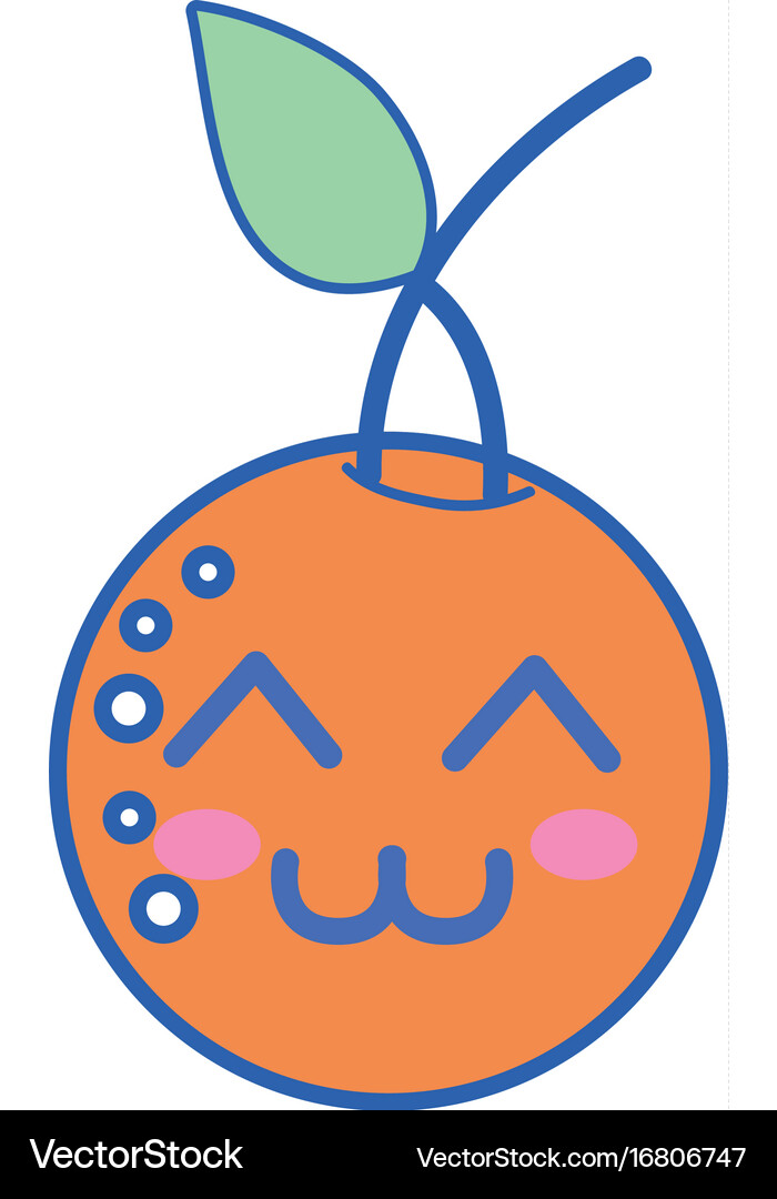 Kawaii cute happy orange fruit Royalty Free Vector Image