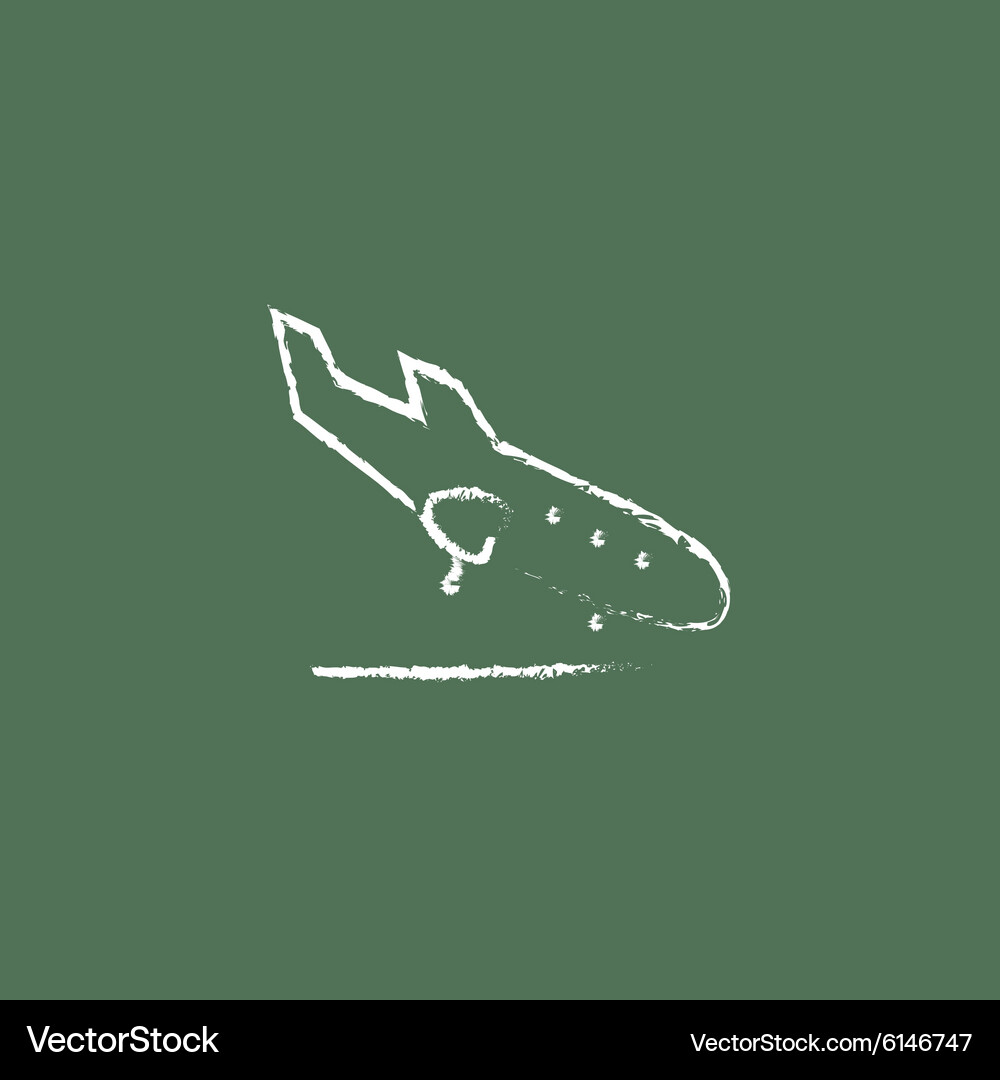 Landing aircraft icon drawn in chalk Royalty Free Vector