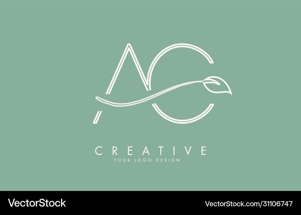 Leaf cut ac a c letters with and green background Vector Image