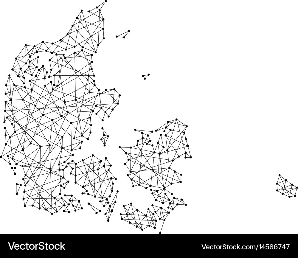 Map of denmark from polygonal black lines Vector Image