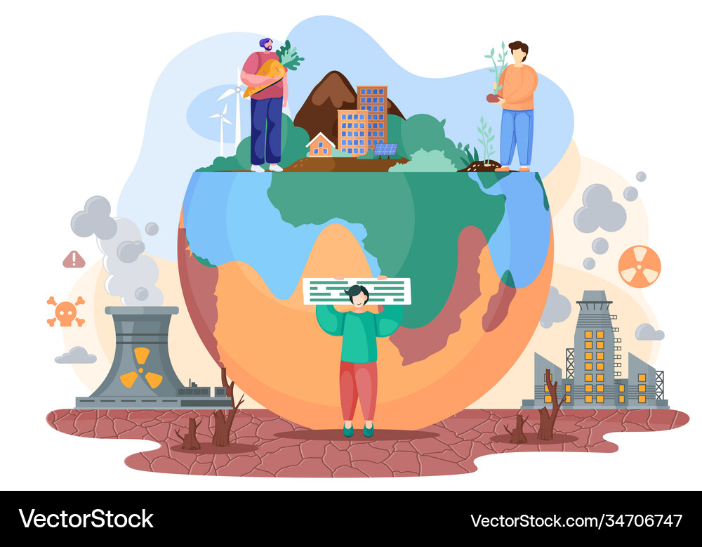 People are trying to save environment on earth Vector Image