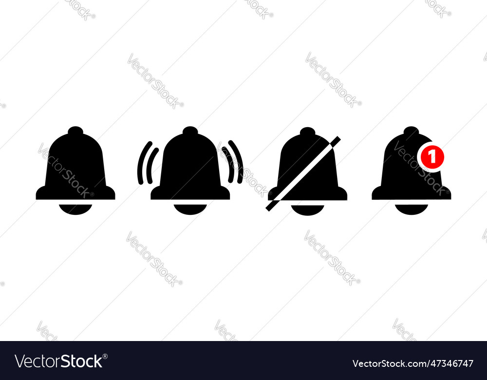 Set of bell notification icon Royalty Free Vector Image Set of bell notification icon Royalty Free Vector Image