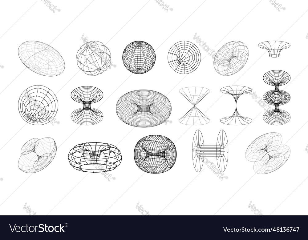 Wireframe retro futuristic abstract shapes Vector Image Wireframe retro futuristic abstract shapes Vector Image