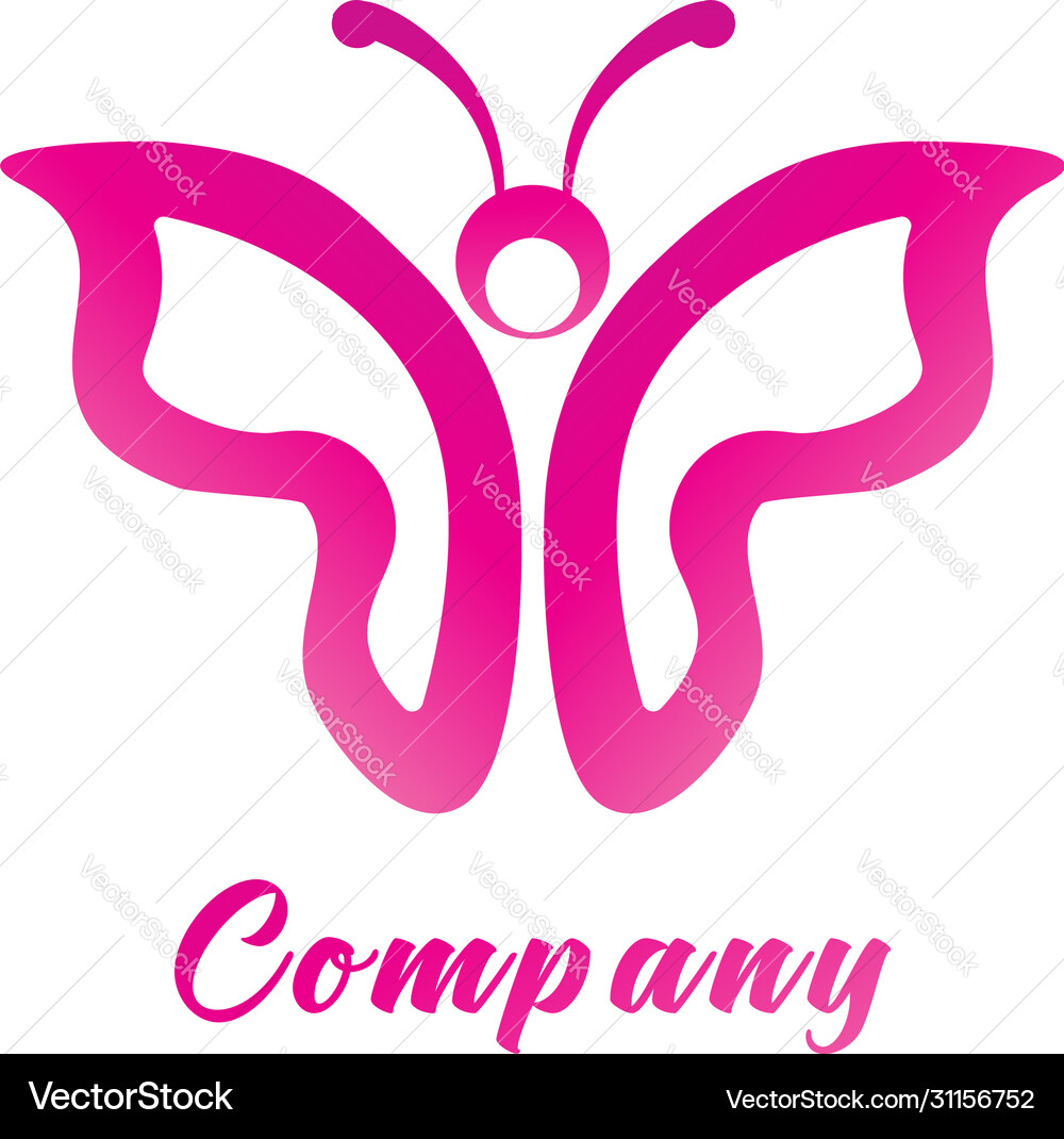 Abstract pink outline butterfly logo design Vector Image