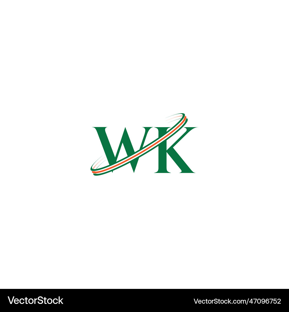 Alphabet initials logo wk kw w and k Royalty Free Vector