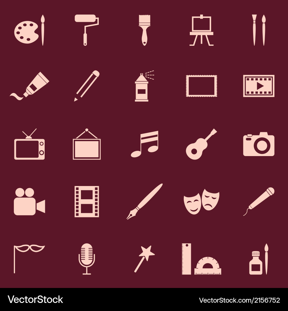 Art color icons on red background Royalty Free Vector Image