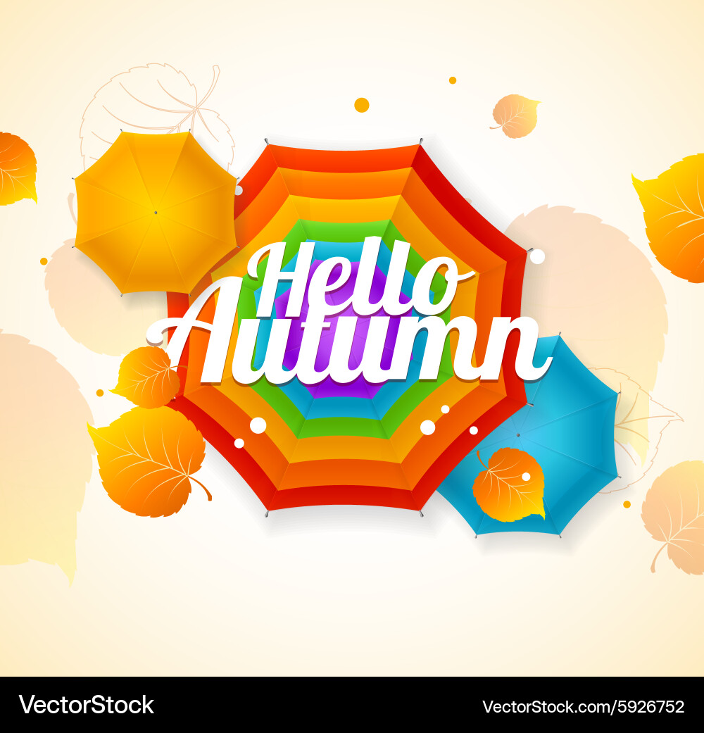 Autumn umbrella lettering concept Royalty Free Vector Image