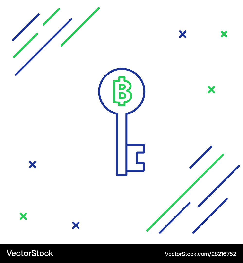 Blue and green line cryptocurrency bitcoin key Vector Image