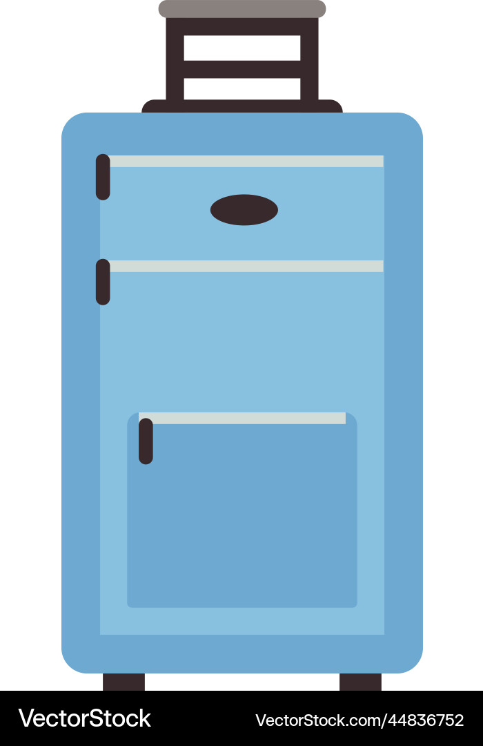 Blue travel suitcase wheeled bag flat icon Vector Image