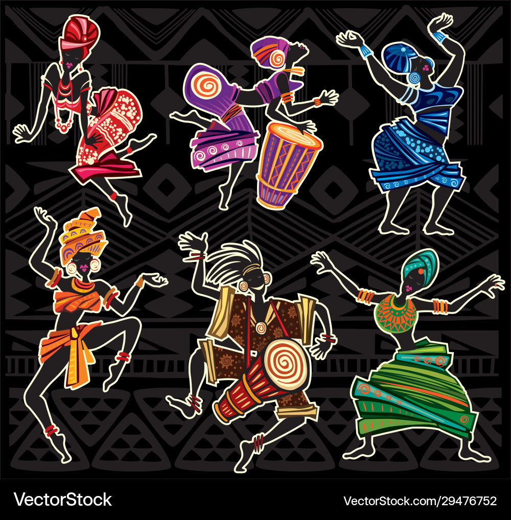 Dancing people in traditional ethnic style Vector Image