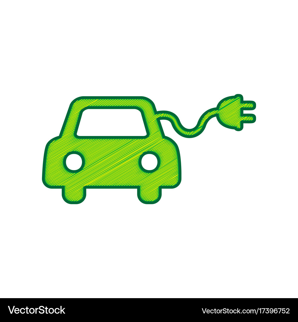 Eco electric car sign lemon scribble icon Vector Image