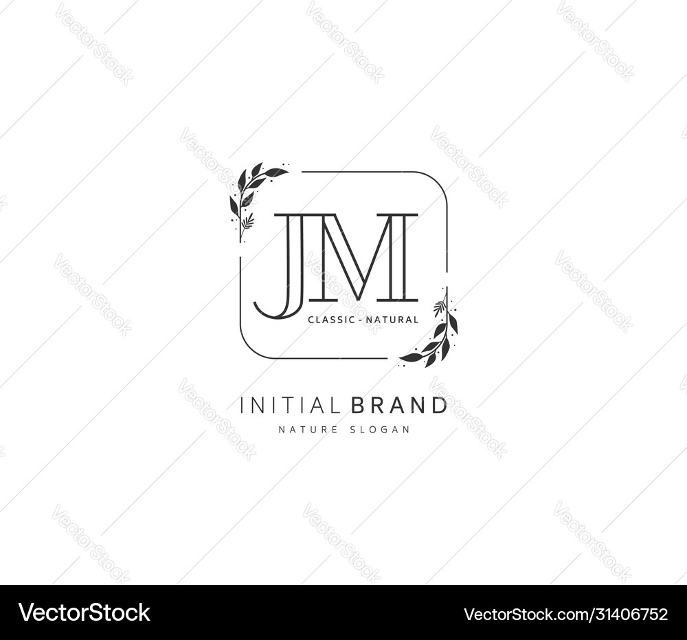 J m jm beauty initial logo handwriting logo Vector Image
