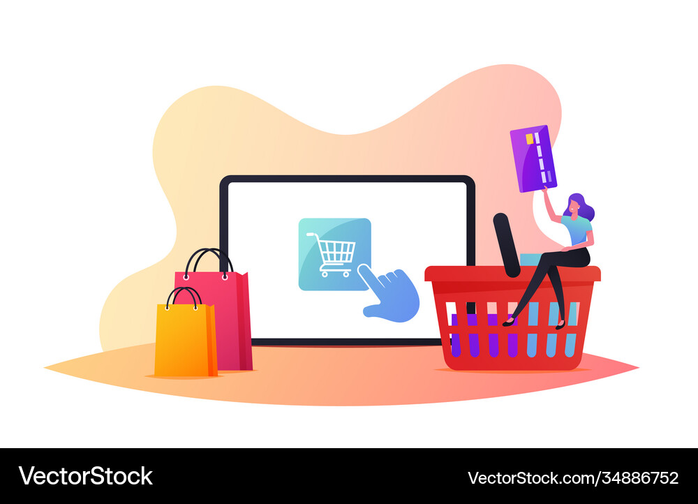 Online shopping purchase in one click wireless Vector Image