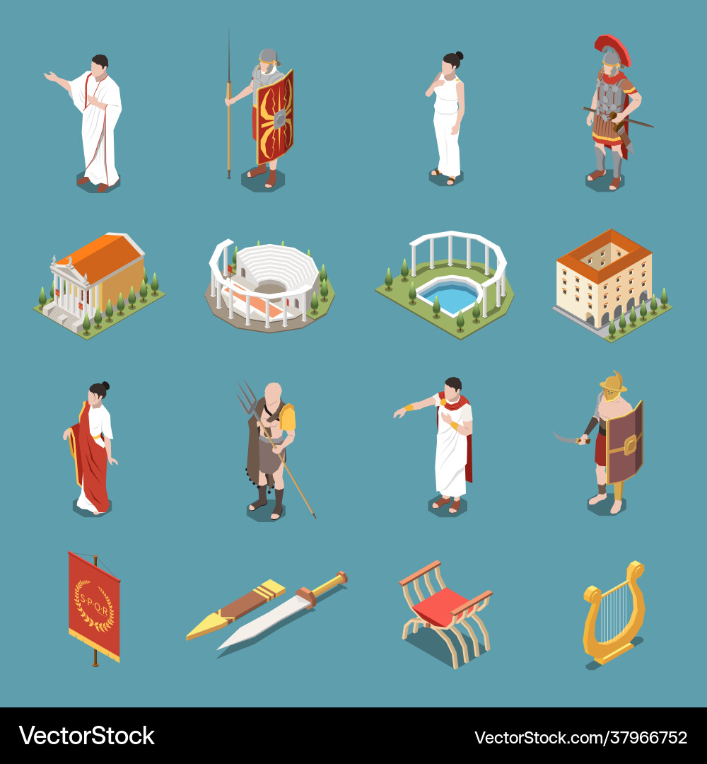 Roman empire icons set Royalty Free Vector Image