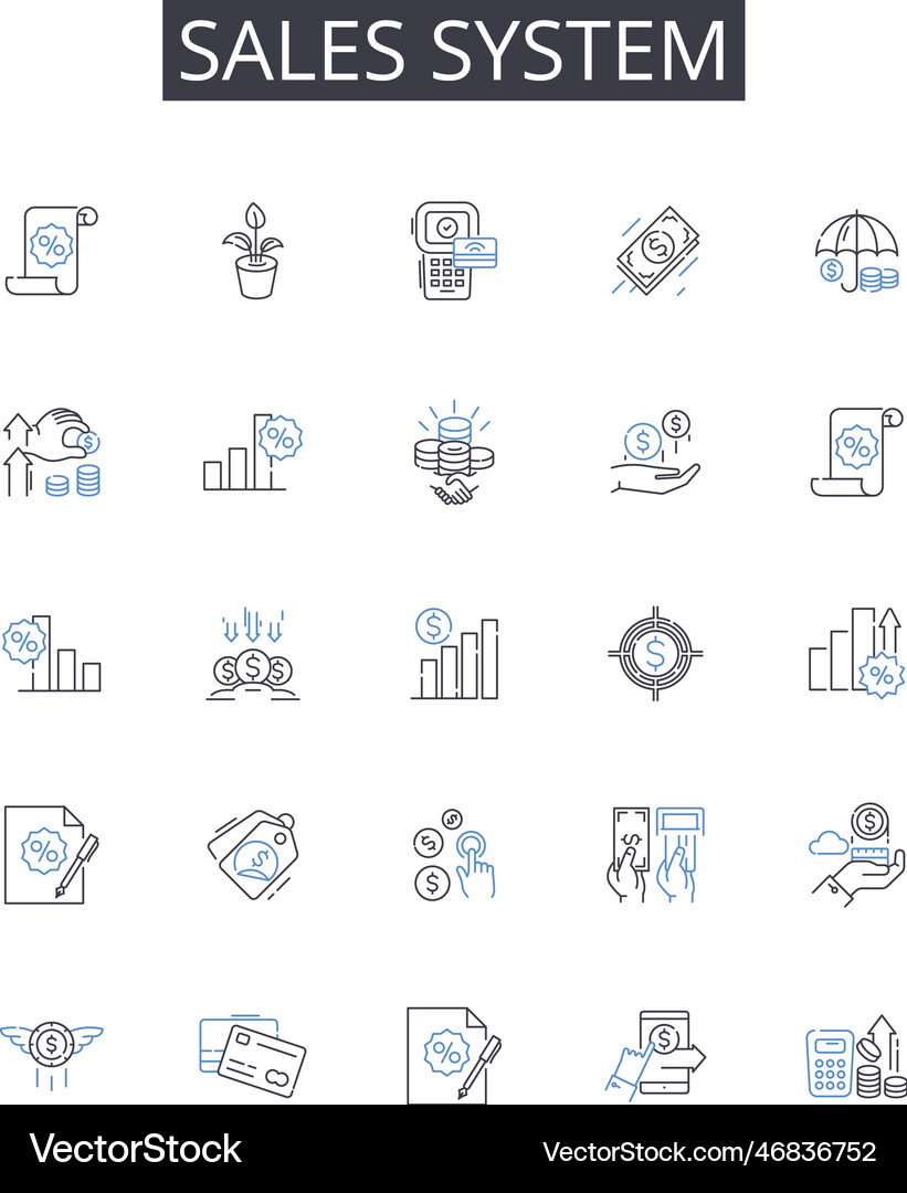 Sales system line icons collection artisan Vector Image