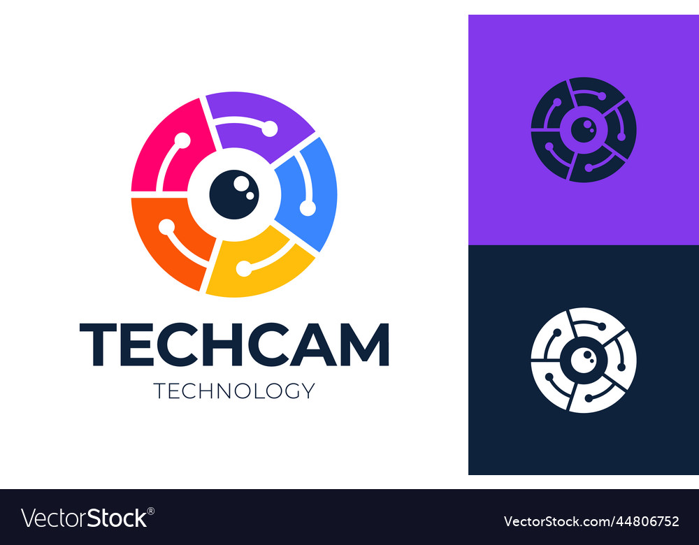 Technology camera logocircle lines camera Vector Image