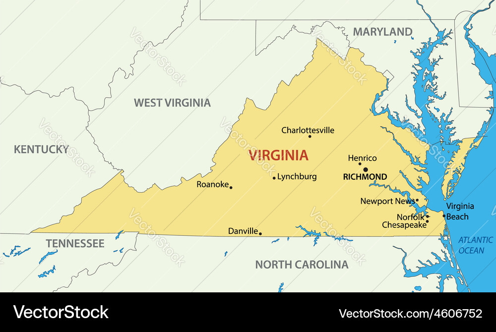 Virginia Map Royalty Free Vector Image - VectorStock