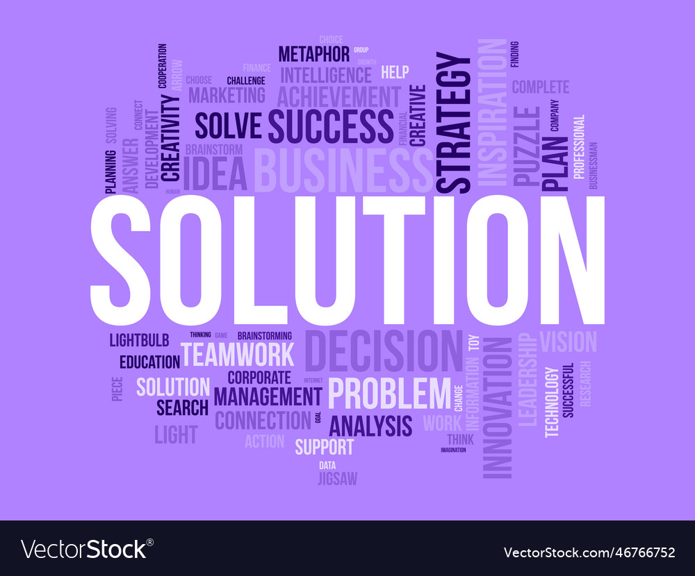 Word cloud background concept for solution Vector Image