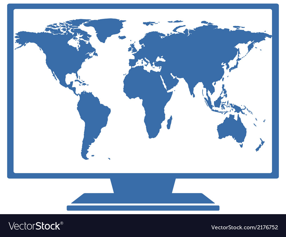 World map in tv Royalty Free Vector Image - VectorStock