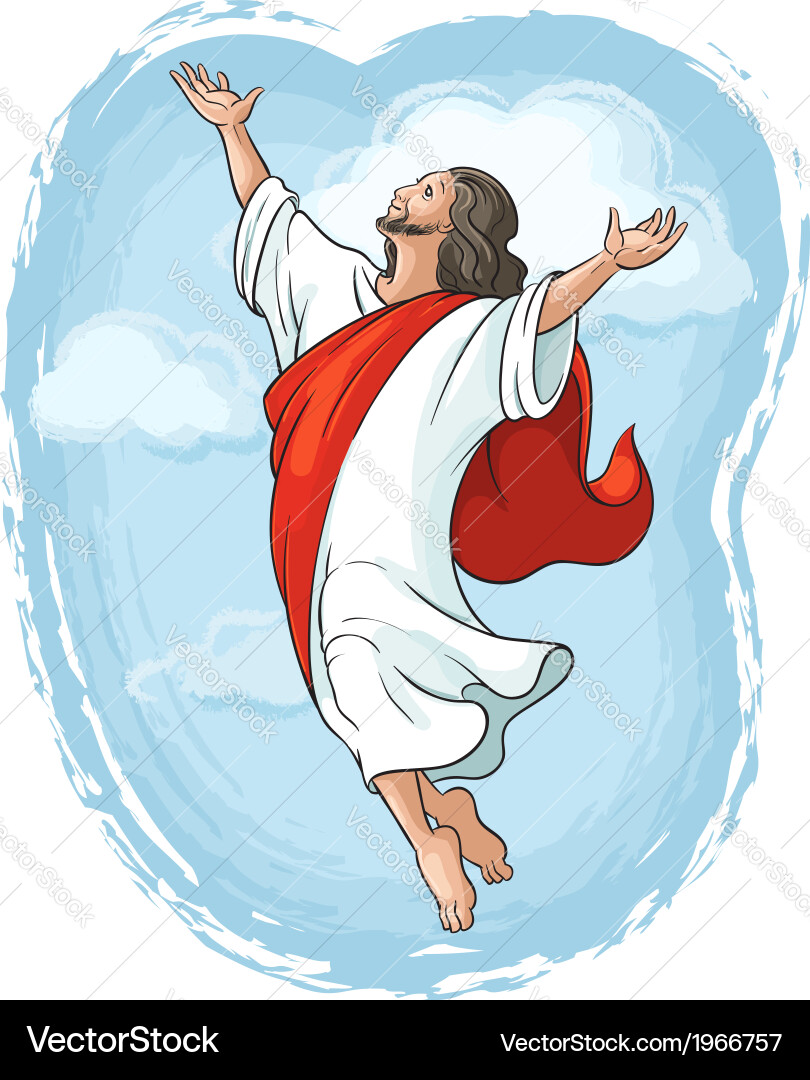 Ascension jesus raising hands in sky Royalty Free Vector