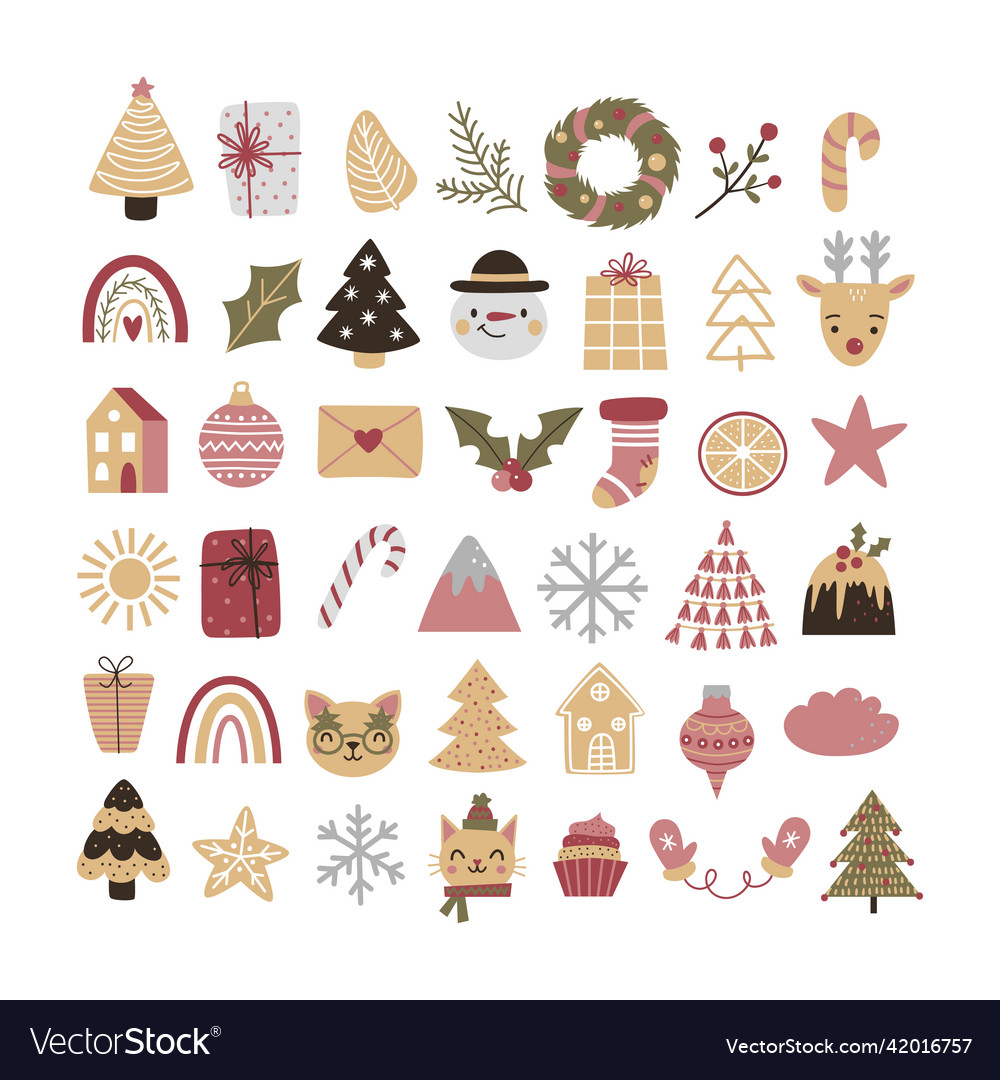 Big christmas collection with traditional Vector Image