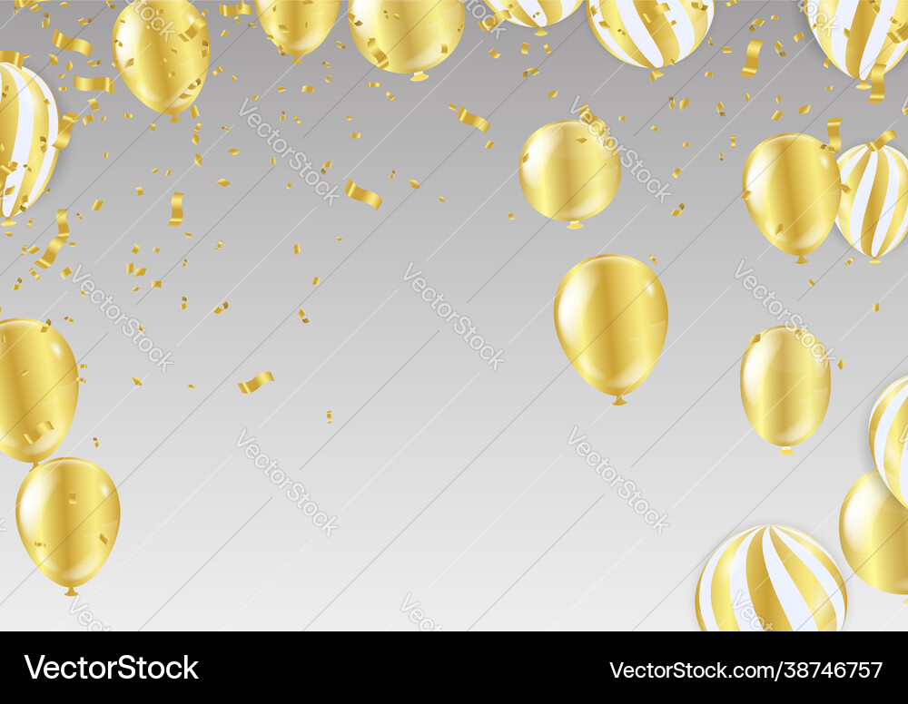 Gold balloons and celebration background template Vector Image